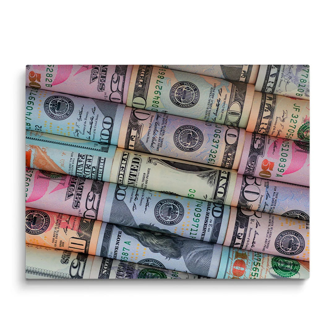 Money Racks Dollar Bills Canvas Wall Art