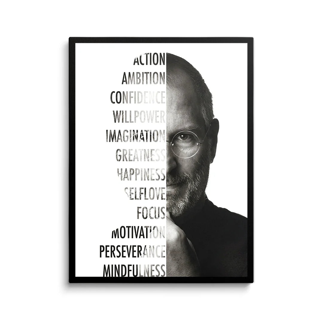 Steve Jobs Portrait Black & White Wall Art